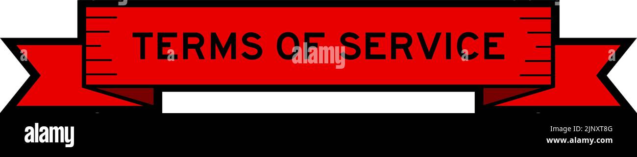 Ribbon label banner with word terms of service in red color on white ...