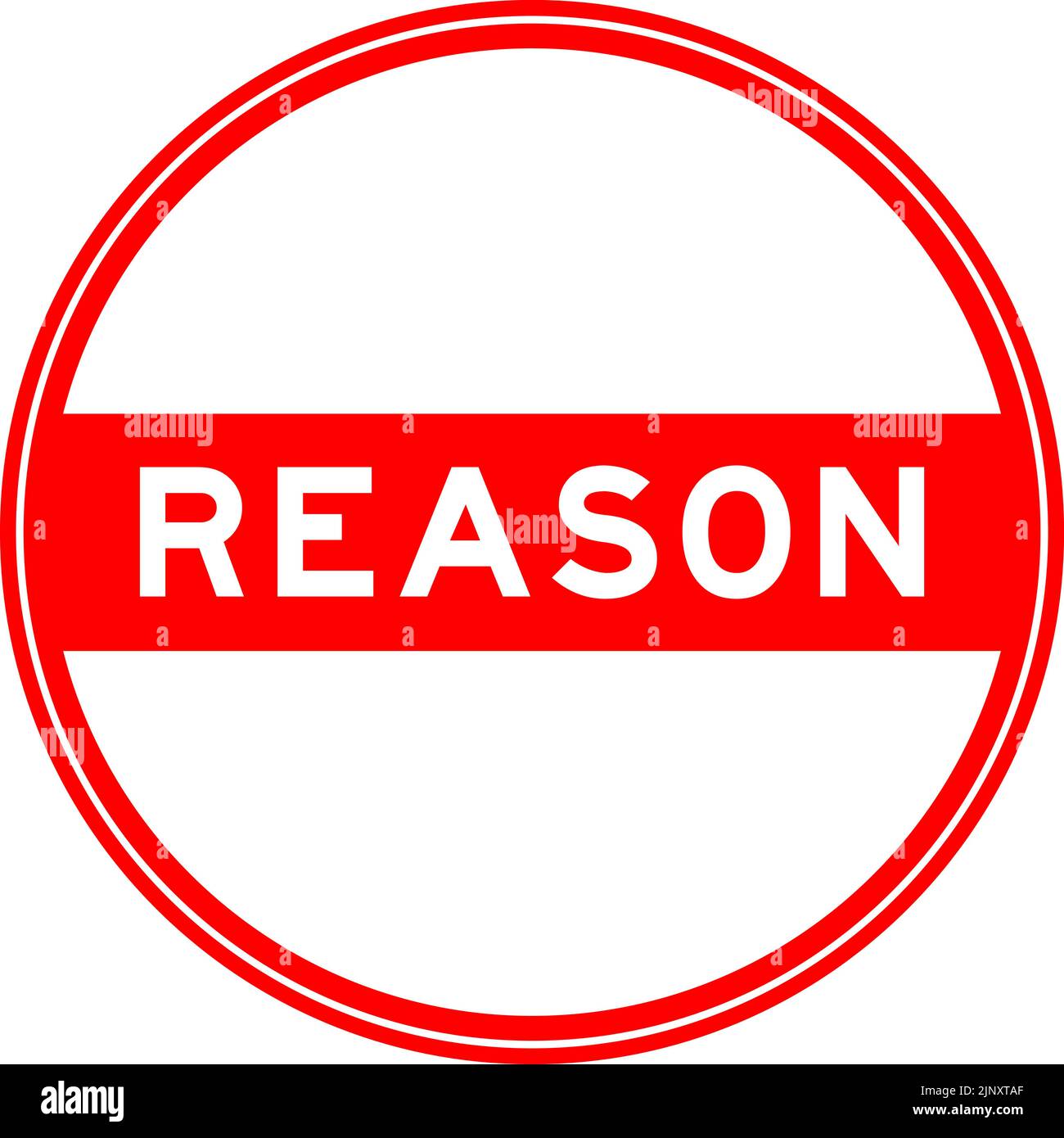 Red color round seal sticker in word reason on white background Stock ...