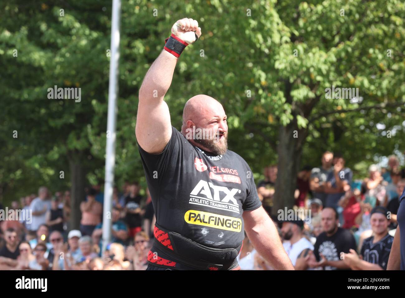 Gera, Germany. 14th Aug, 2022. The winner and thus the strongest man in ...