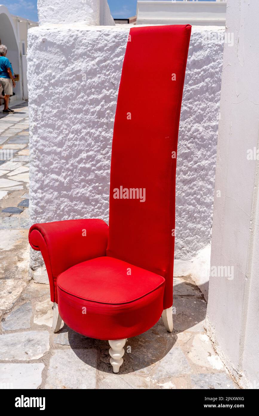 A Tall Chair On Display, Oia, Santorini, Greek Islands, Greece Stock ...