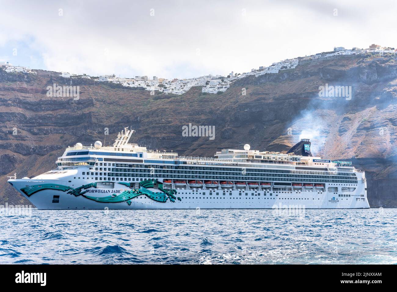 The Norwegian Jade Cruise Ship Leaving Santorini, Greek Islands, Greece ...