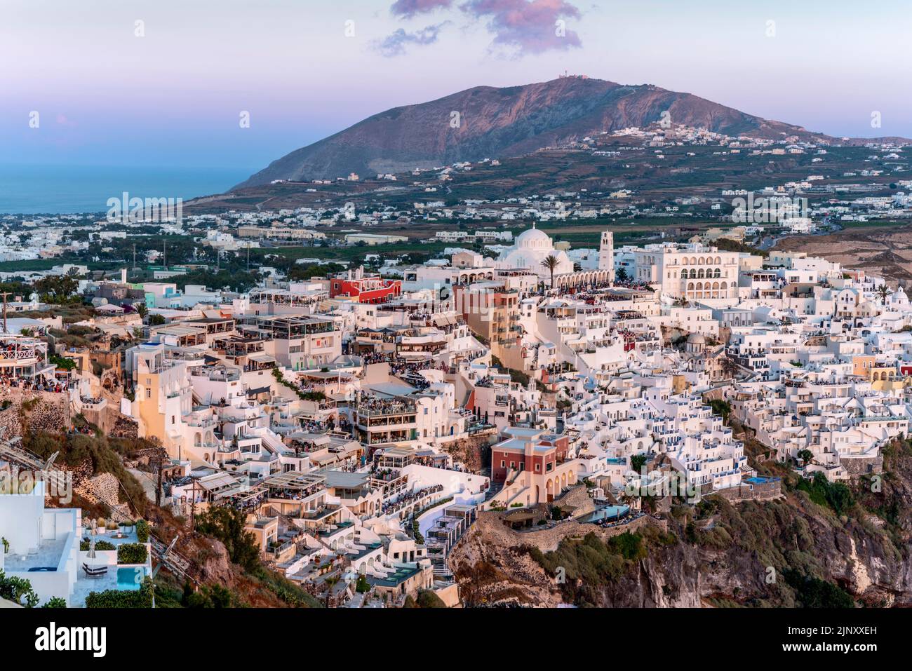 A View Of The Main Town Of Thira (Thera) On The Island Of Santorini ...