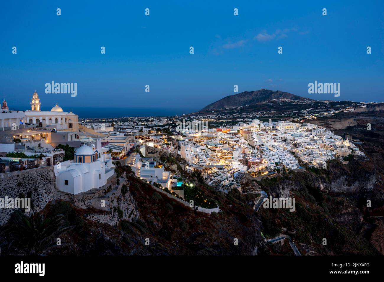 A View Of The Main Town Of Thira (Thera) On The Island Of Santorini ...
