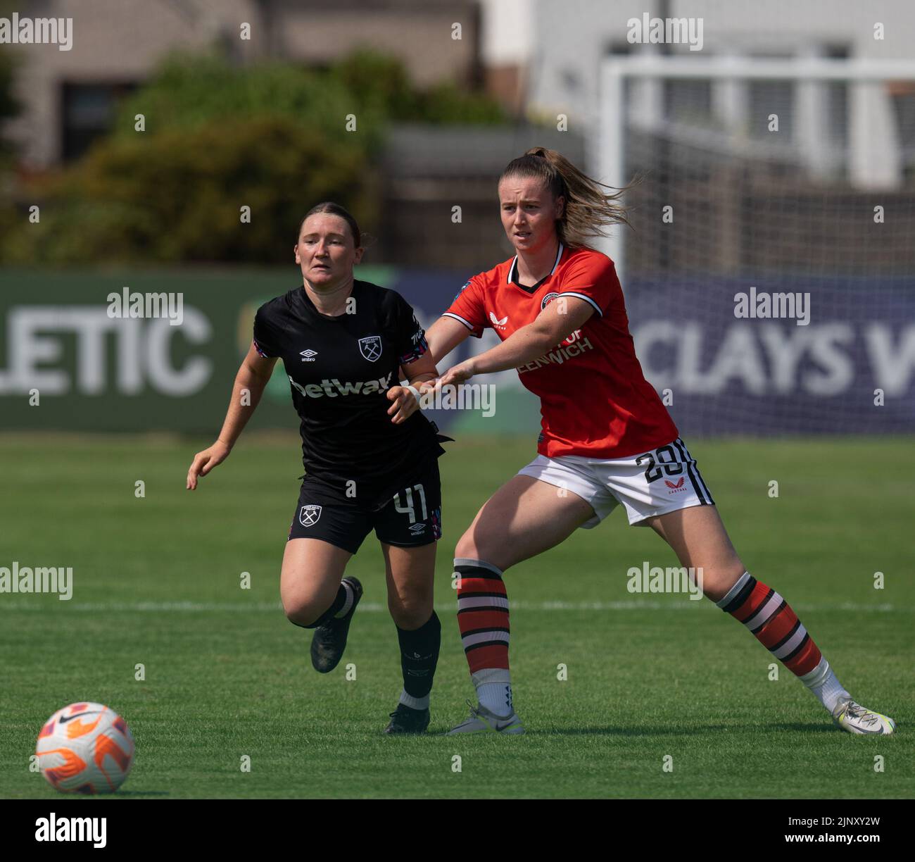 London, England, August 14th, 2022: Mia Ross (#29 Charlton) and Keira ...