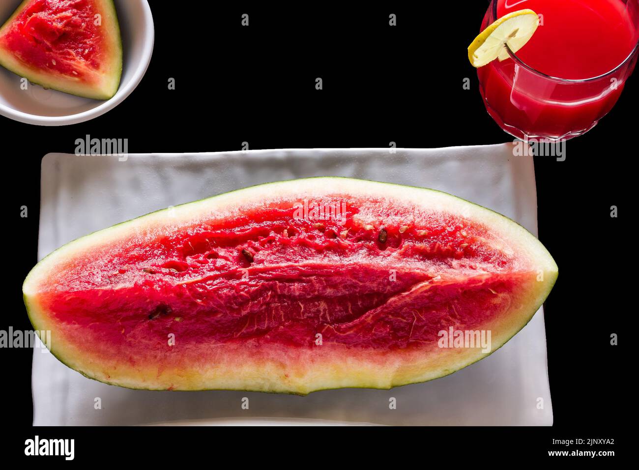 Single glass of chilled watermelon fruit juice.Healthy fresh mocktail ...