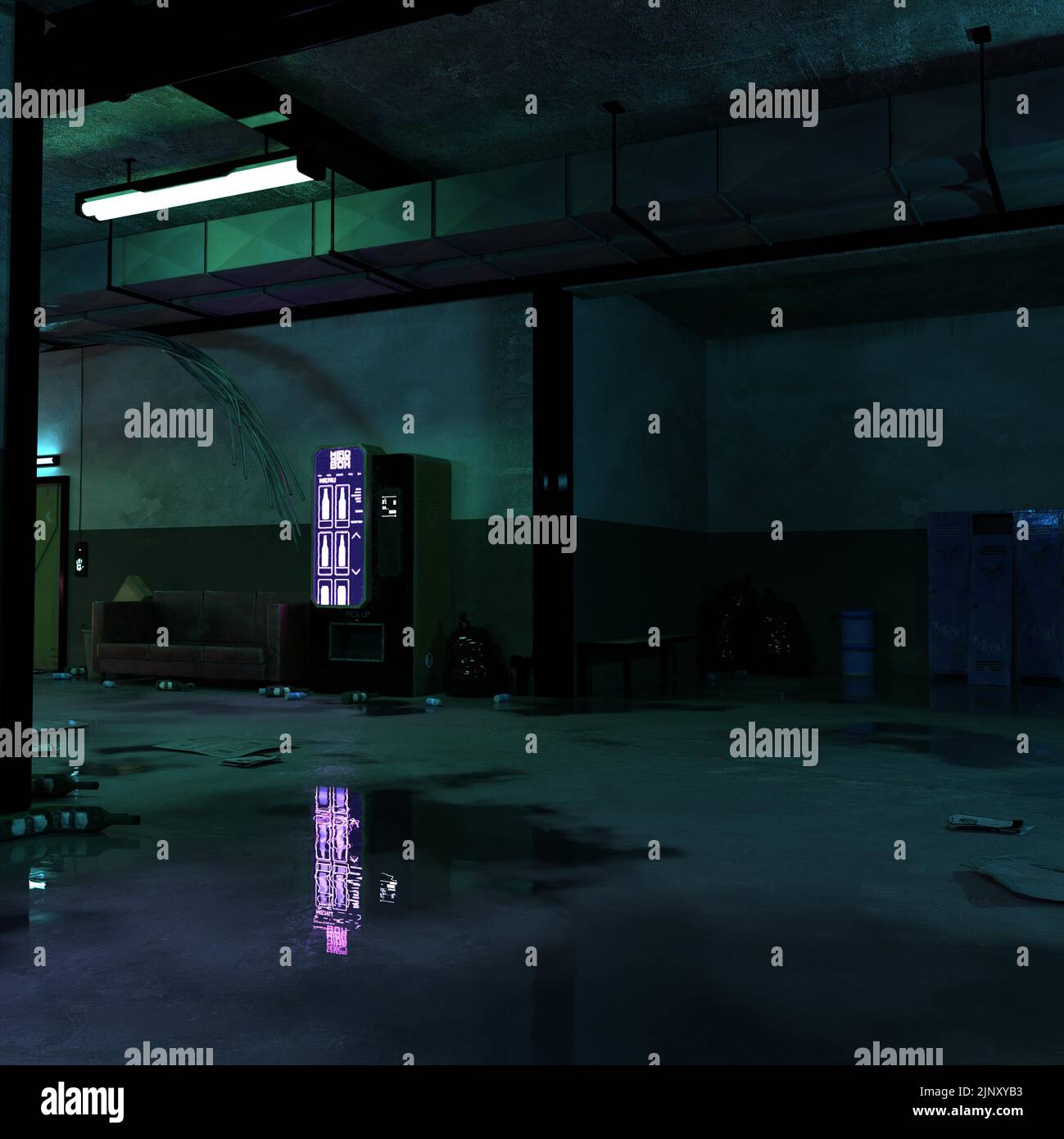 3d-illustration of an empty and scary futuristic hallway Stock Photo ...