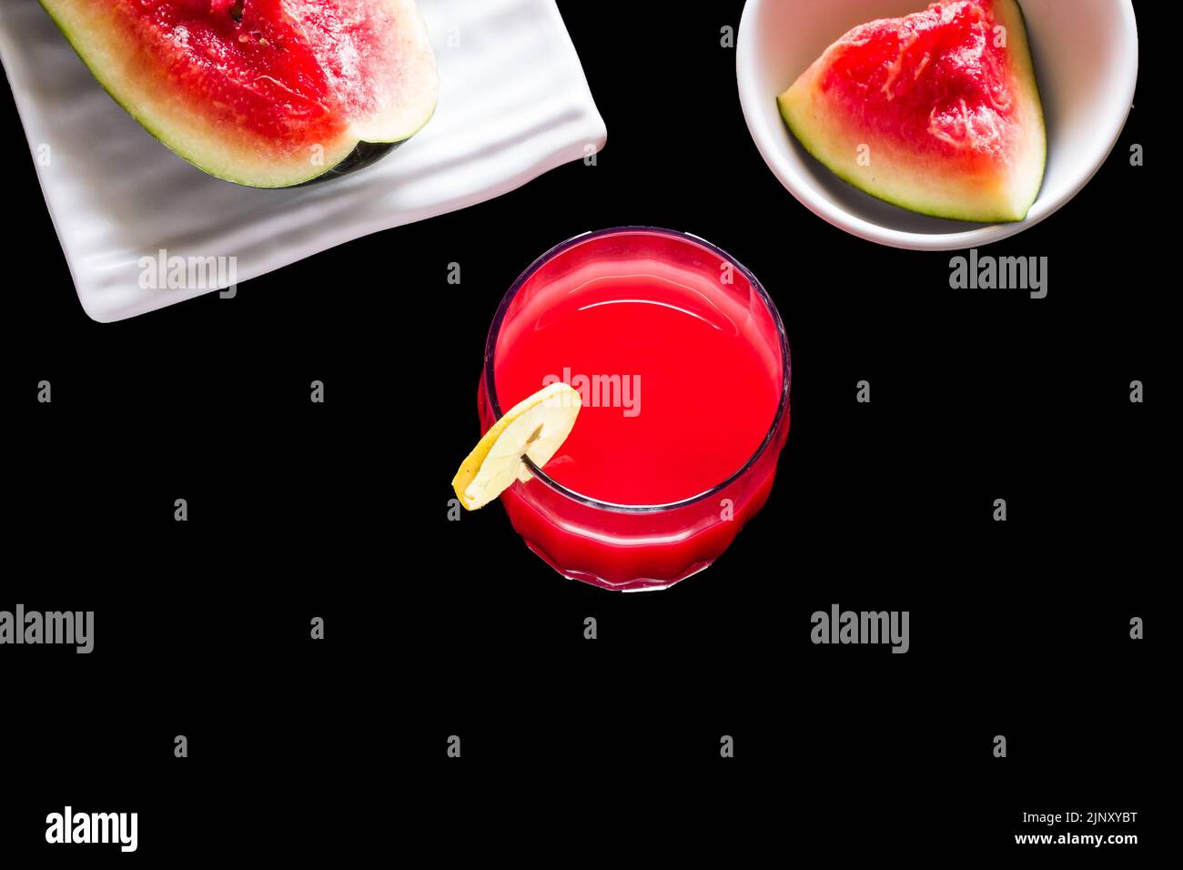 Single glass of chilled watermelon fruit juice.Healthy fresh mocktail ...