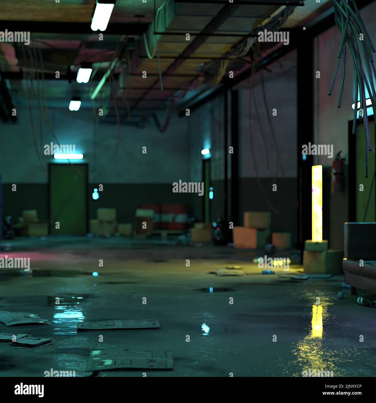 3d-illustration of an empty and scary futuristic hallway Stock Photo ...