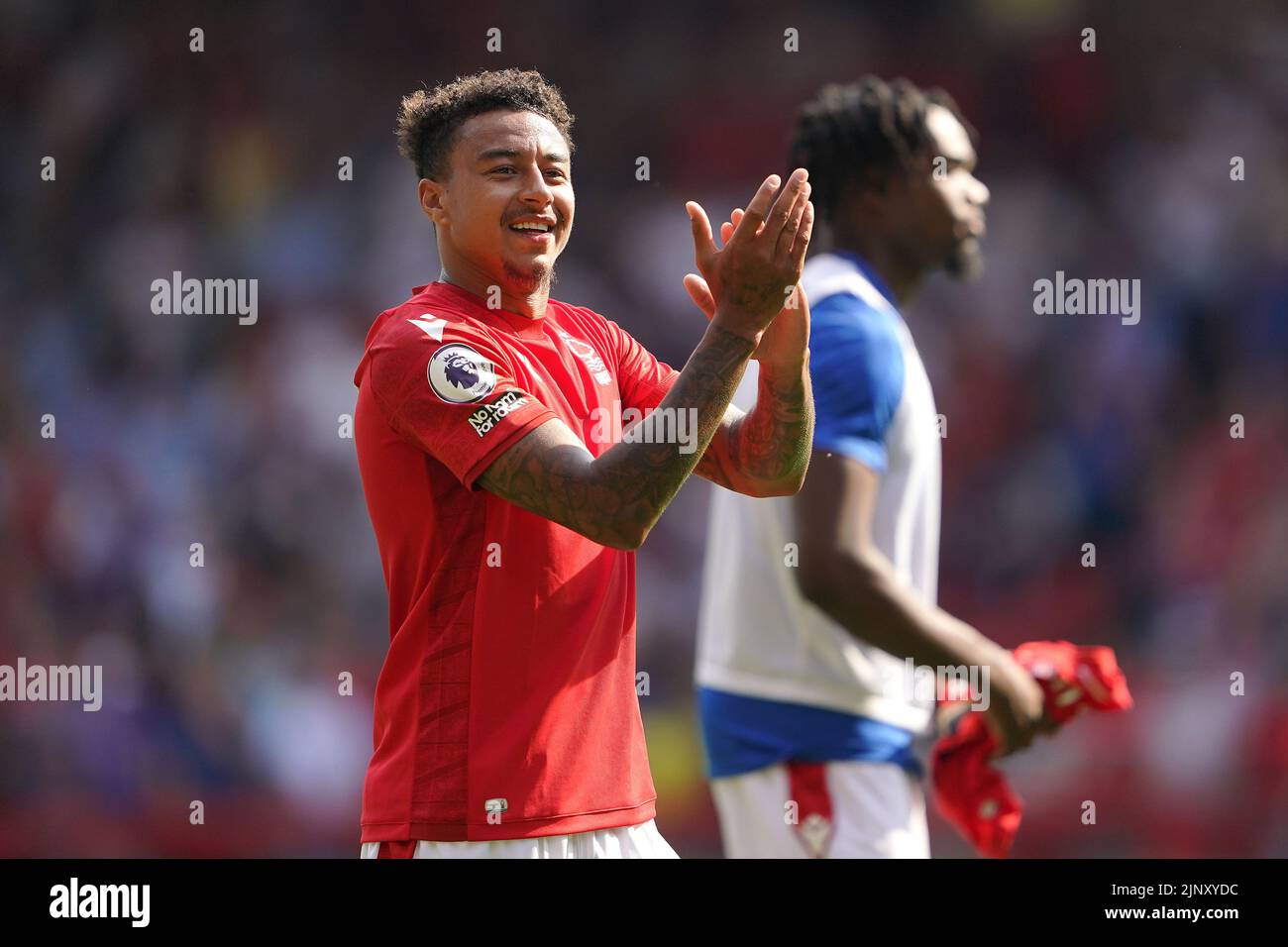Nottingham Forest's Jesse Lingard applauds the fans after the final ...