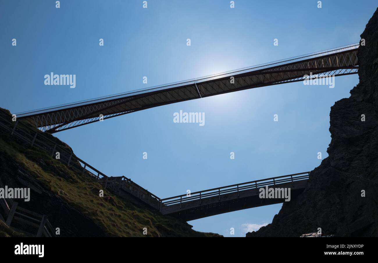 Tintagel Castle bridge, Cornwall Stock Photo - Alamy
