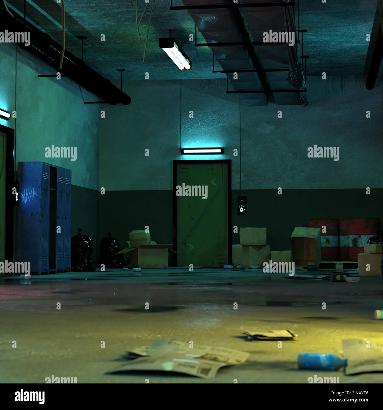 3d-illustration of an empty and scary futuristic hallway Stock Photo ...