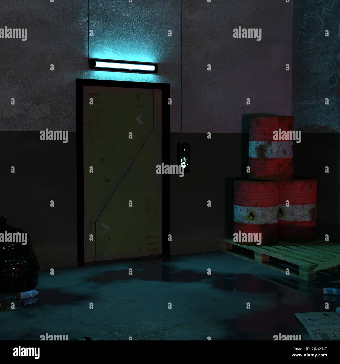 3d-illustration of an empty and scary futuristic hallway Stock Photo ...