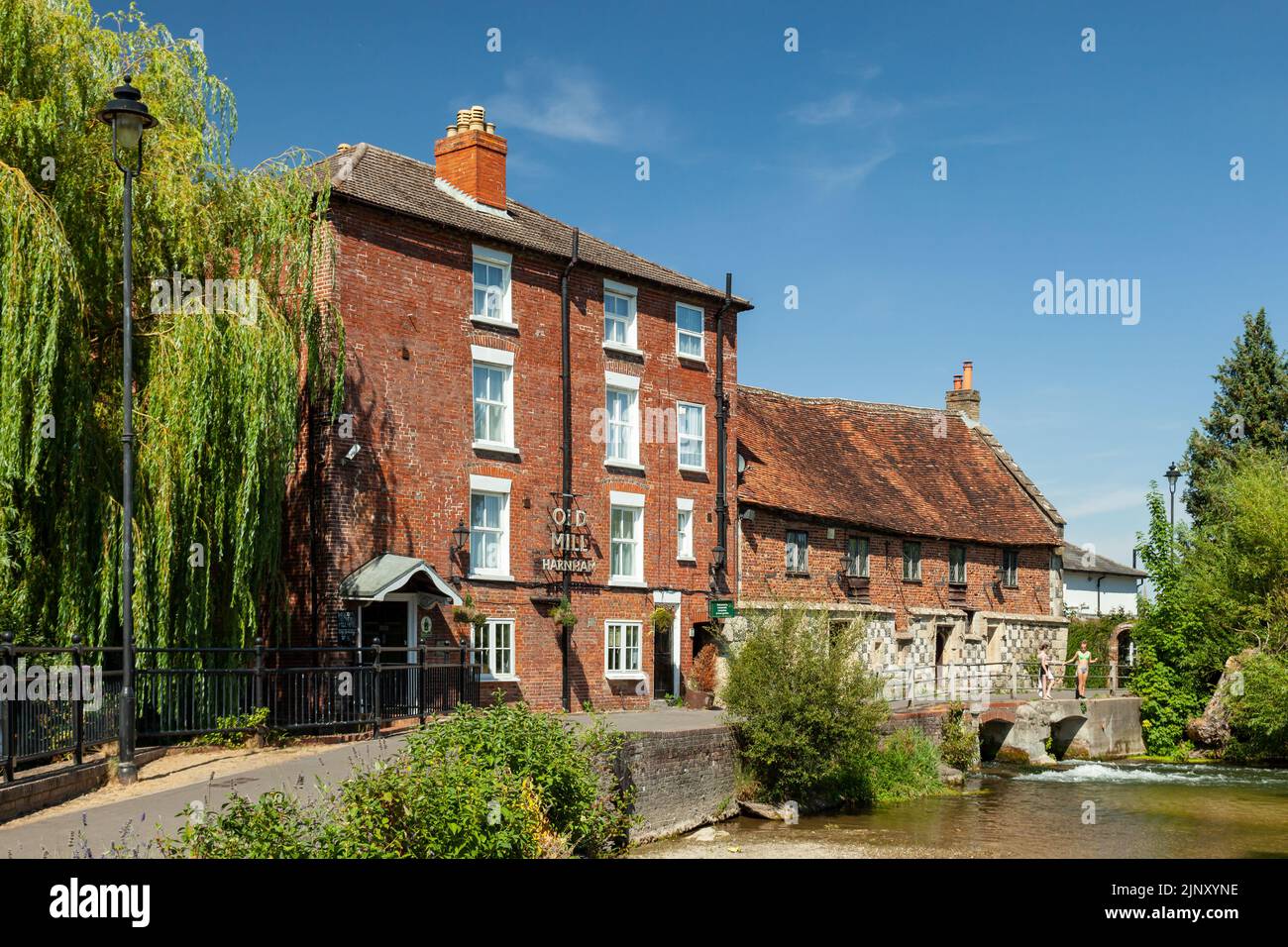 Summer afternoon at the Old Mill on river Avon in Salisbury, Wiltshire ...