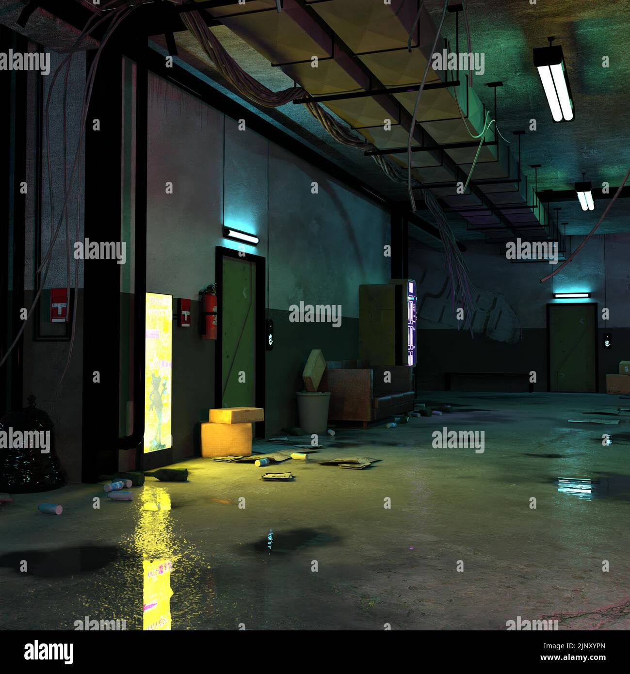 3d-illustration of an empty and scary futuristic hallway Stock Photo ...