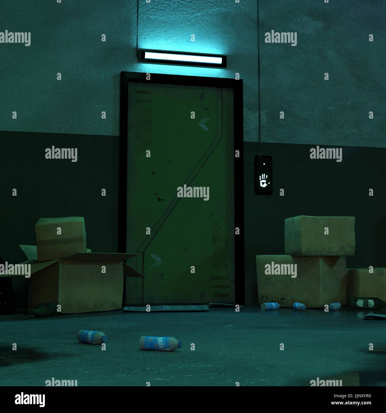 3d-illustration of an empty and scary futuristic hallway Stock Photo ...