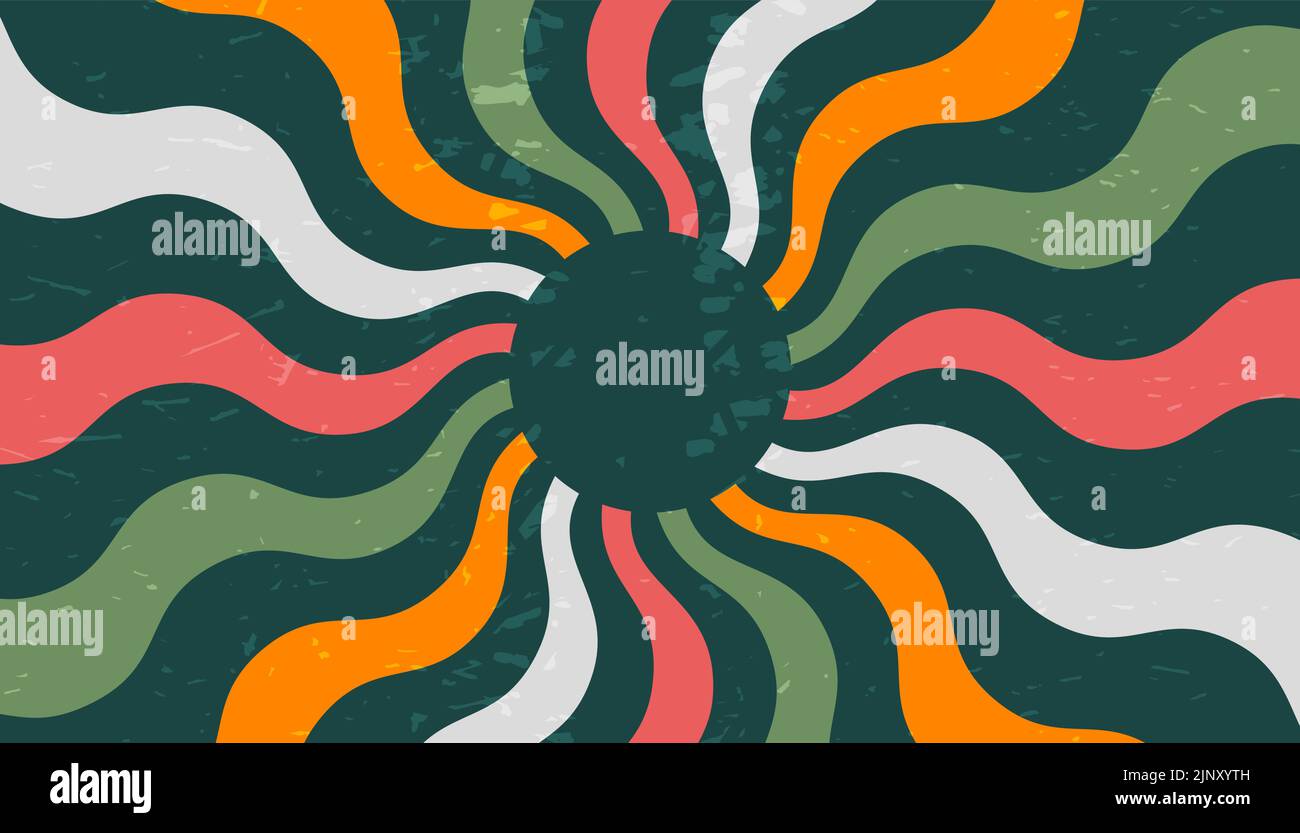 Retro banner with sun and rays in style of 70s. Sunburst, sunrise ...