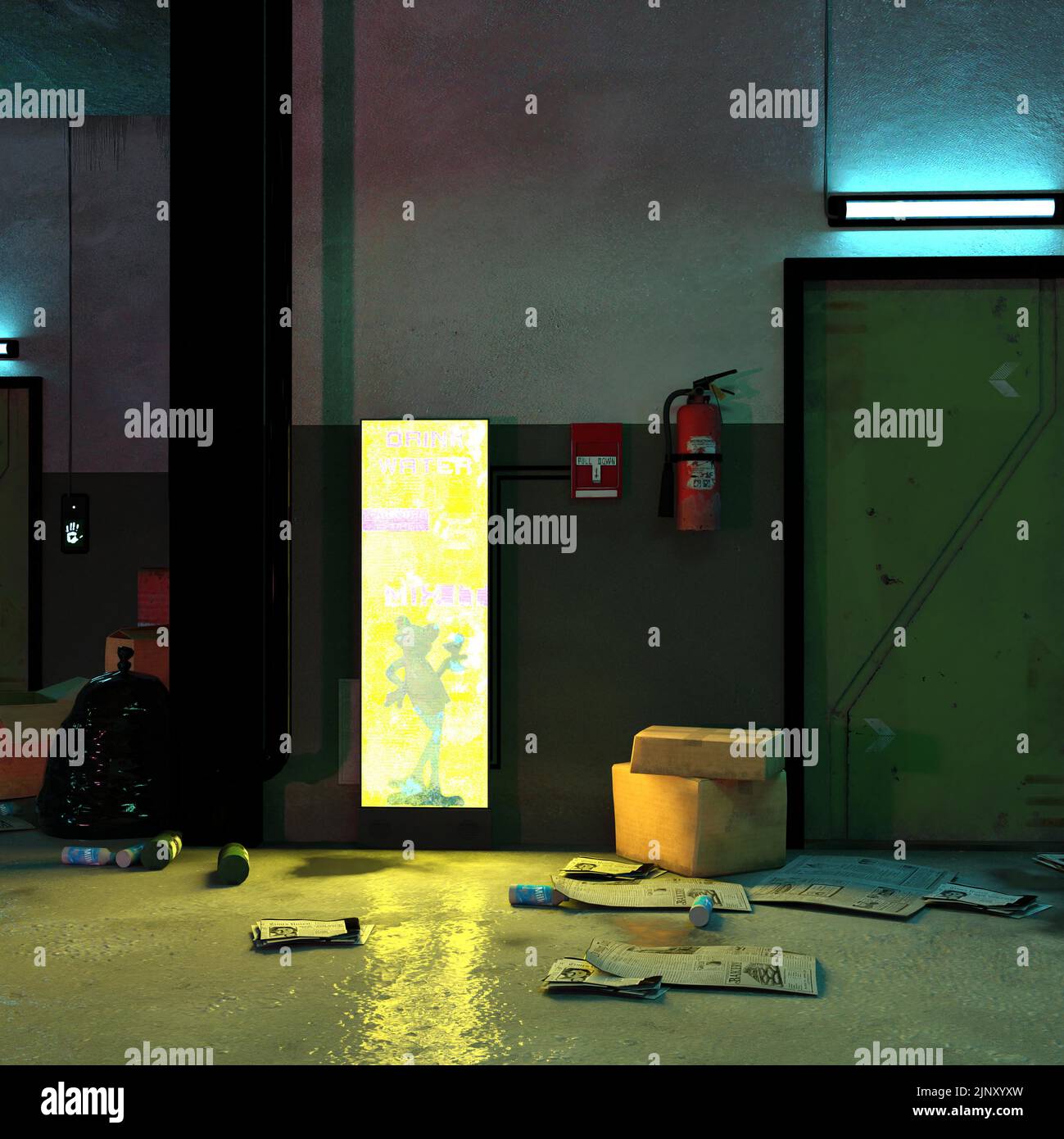 3d-illustration of an empty and scary futuristic hallway Stock Photo ...