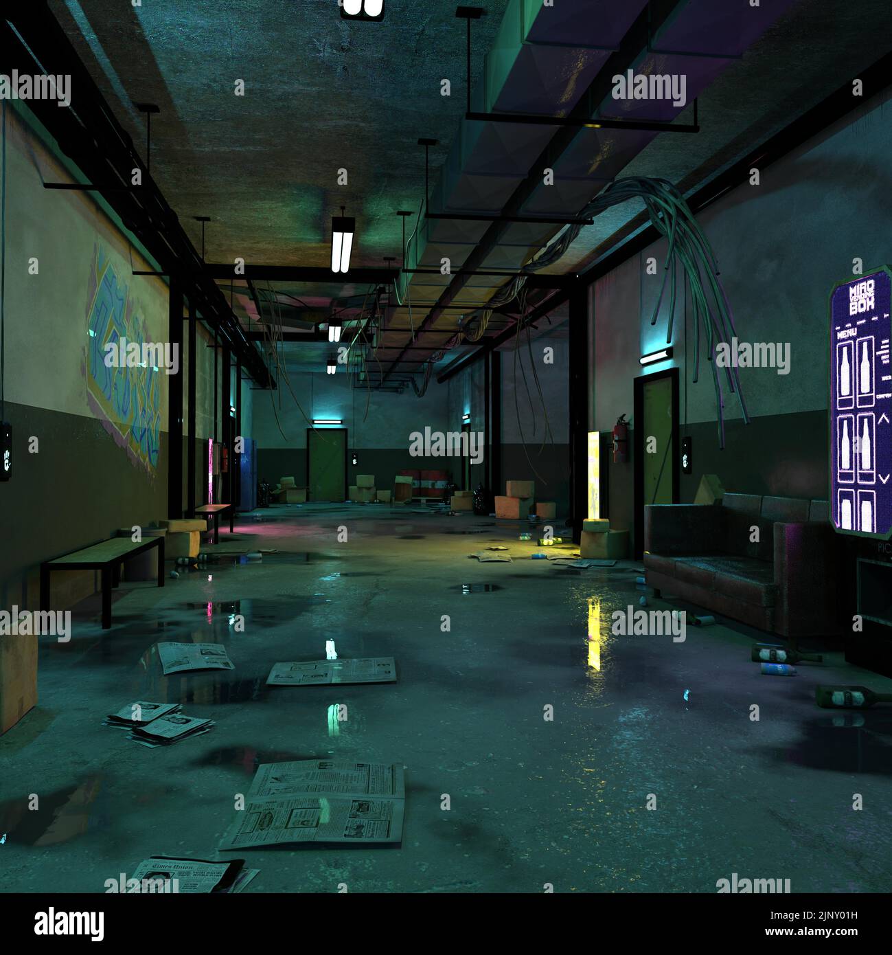 3d-illustration of an empty and scary futuristic hallway Stock Photo ...