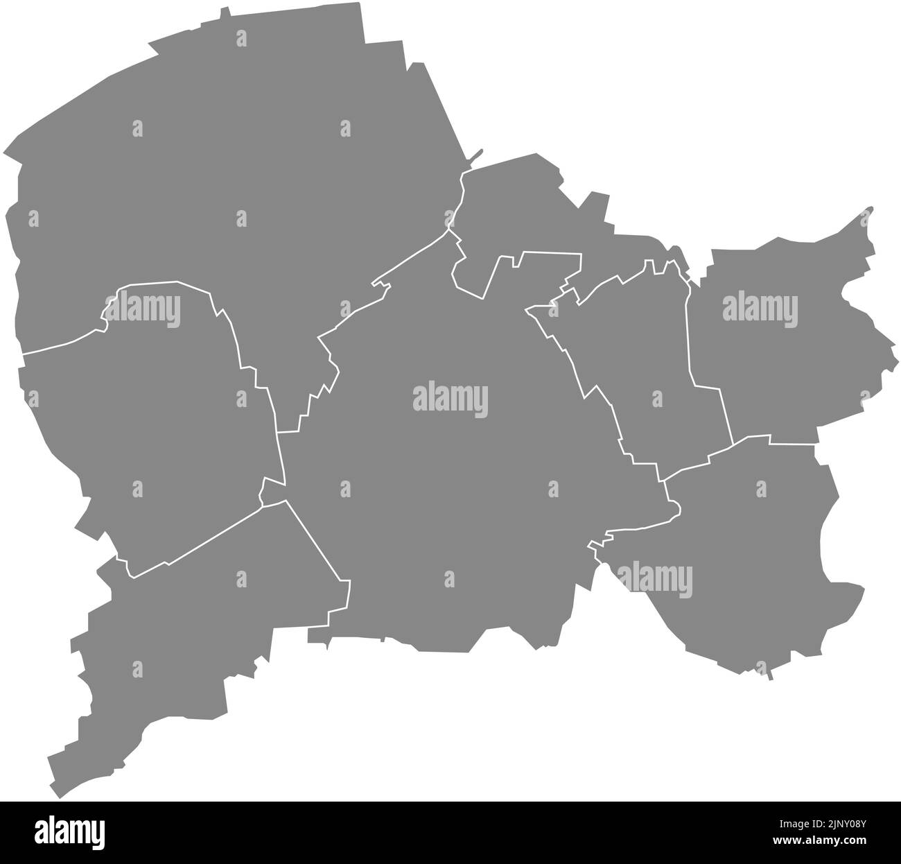 Gray districts map of PADERBORN, GERMANY Stock Vector Image & Art - Alamy