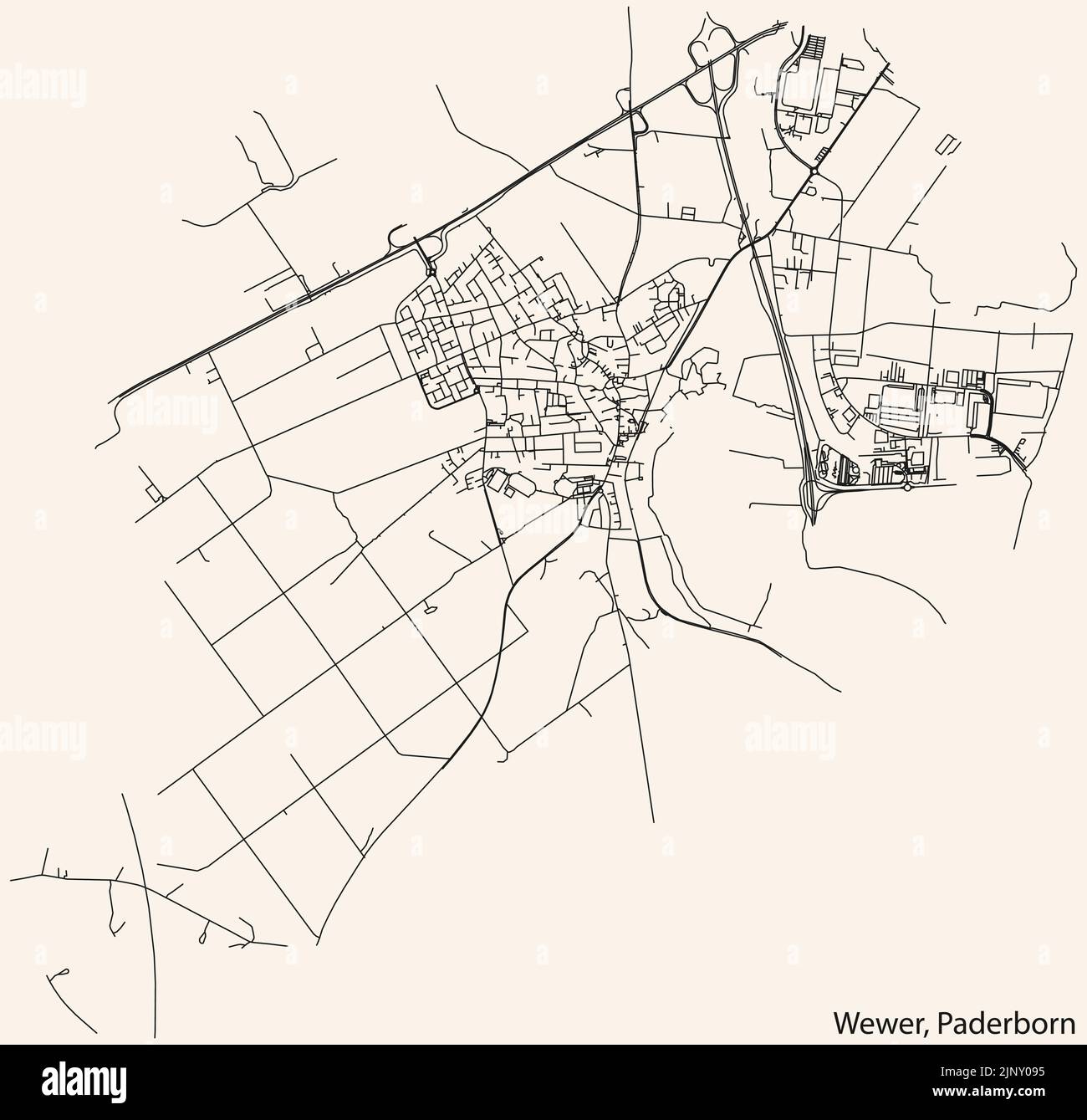Street roads map of the WEWER DISTRICT, PADERBORN Stock Vector Image ...