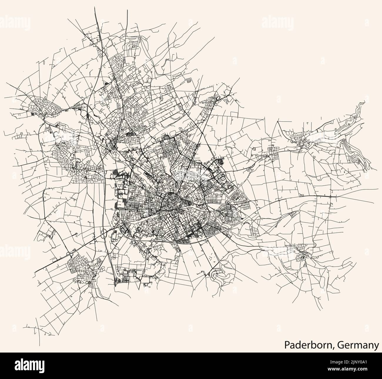 Street roads map of PADERBORN, GERMANY Stock Vector Image & Art - Alamy