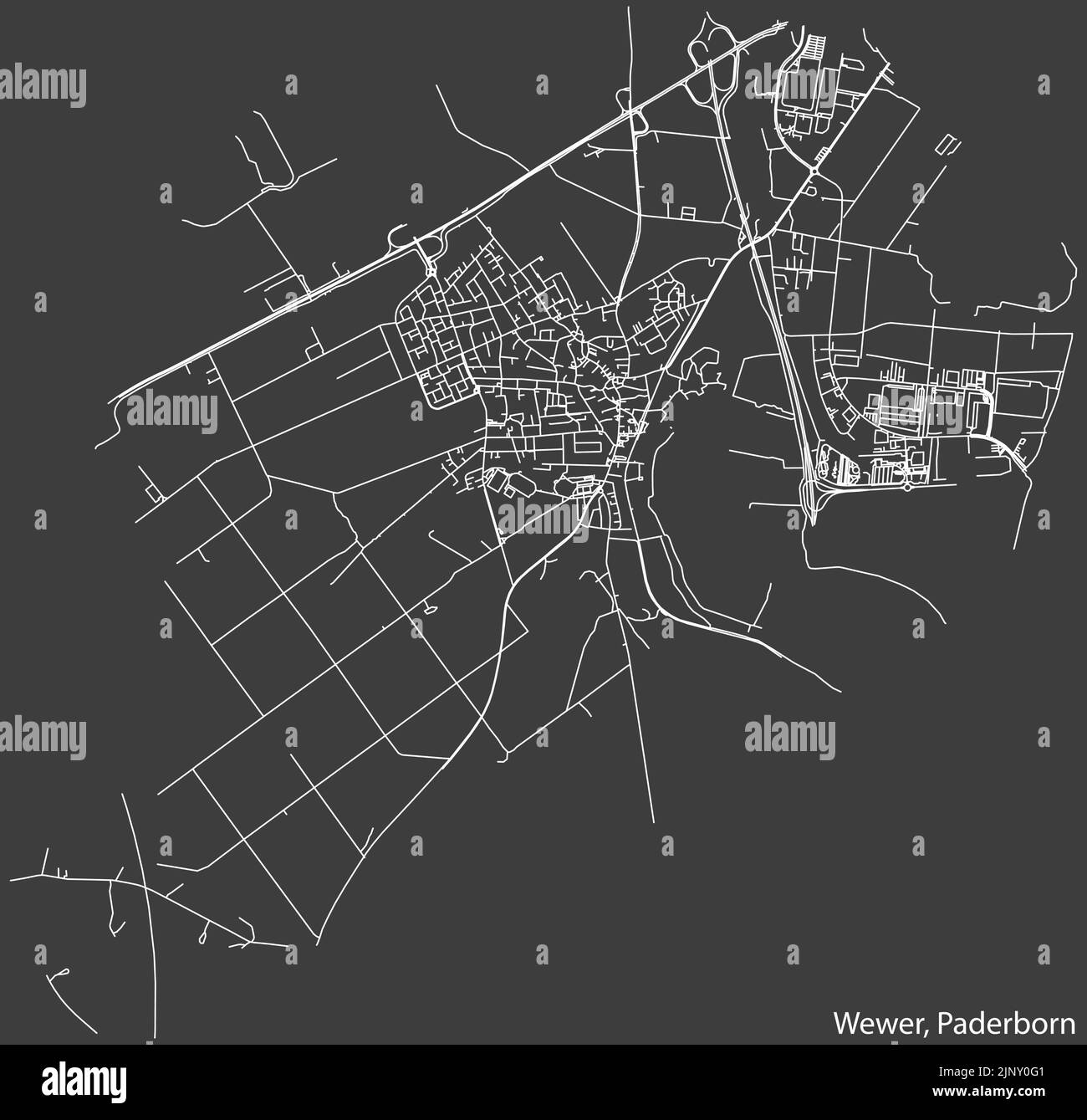 Street roads map of the WEWER DISTRICT, PADERBORN Stock Vector Image ...