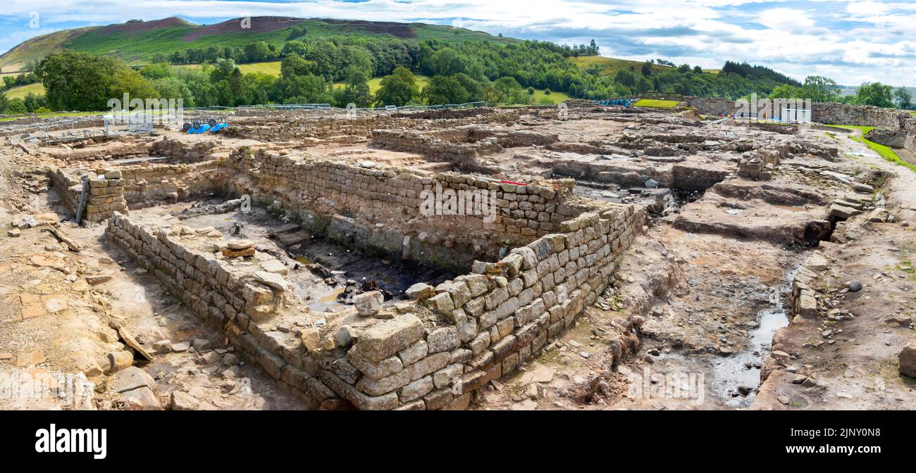 wide angle panorama of vindolanda historic roman site consisting of ...