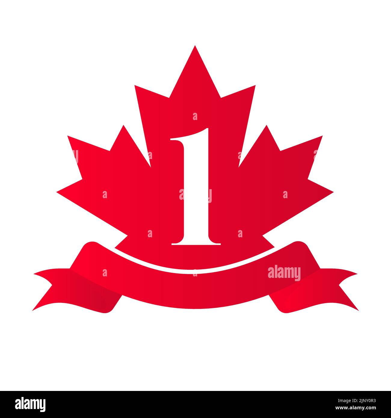 Canadian Red Maple On Letter 1 Seal and Ribbon. Luxury Heraldic Crest ...