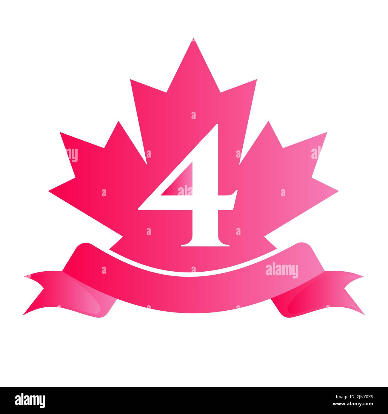 Canadian Red Maple On Letter 4 Seal and Ribbon. Luxury Heraldic Crest ...
