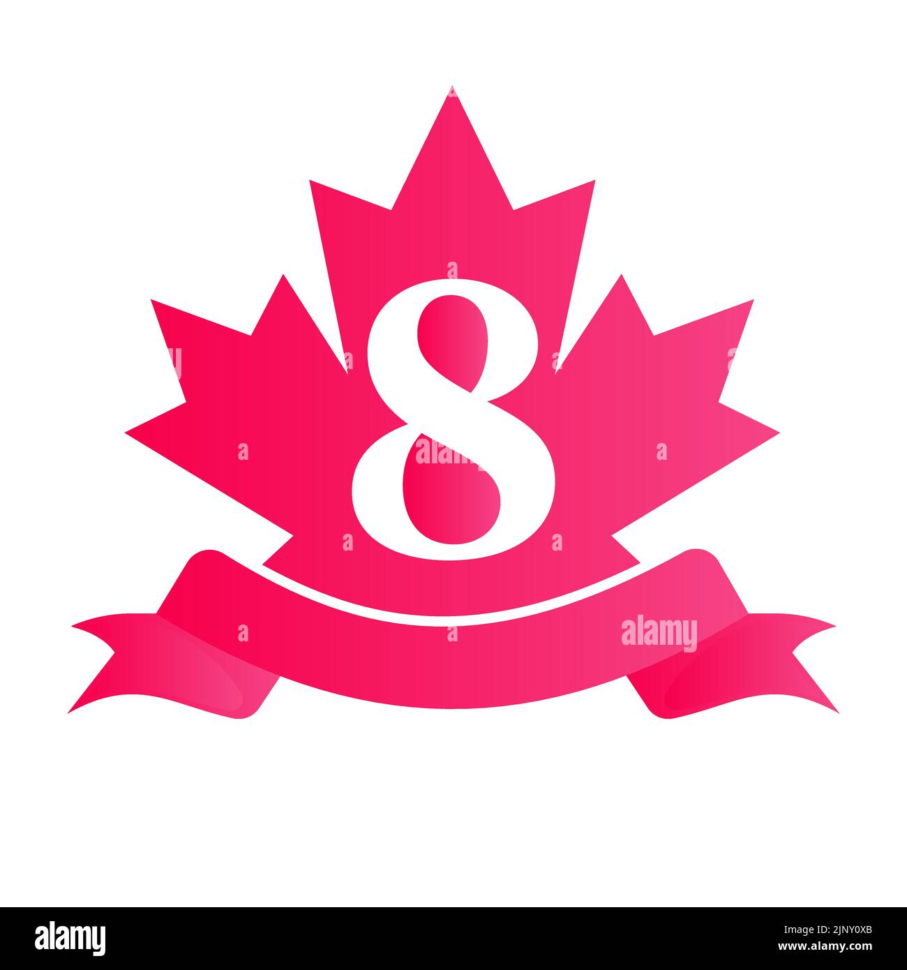 Canadian Red Maple On Letter 8 Seal and Ribbon. Luxury Heraldic Crest ...