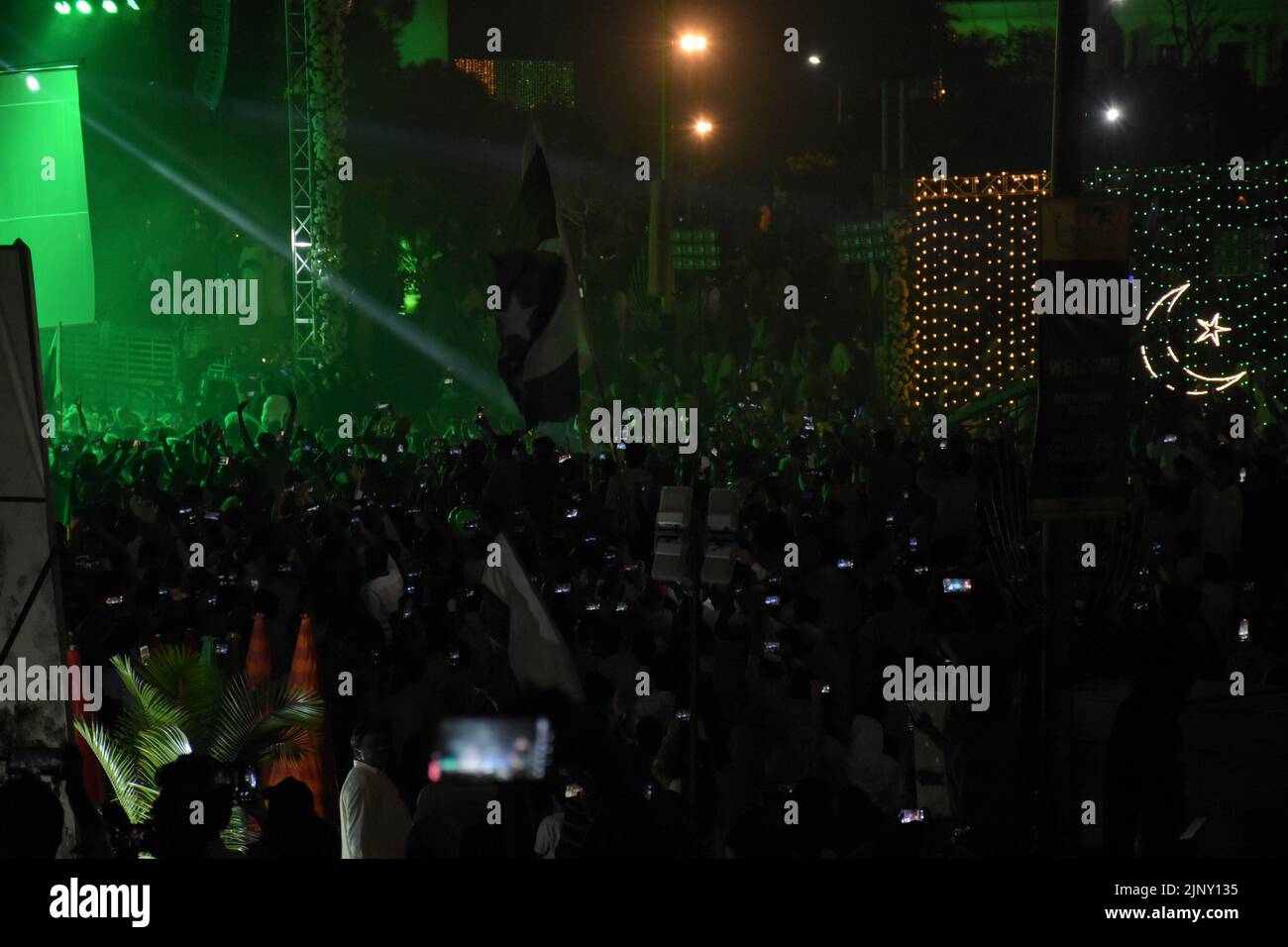 Light and firework shows are held outside Parliament to mark Pakistan ...