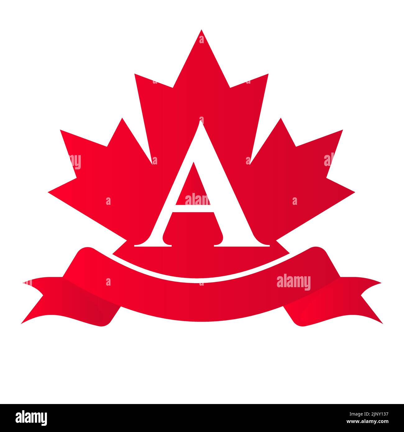 Canadian Red Maple On Letter A Seal and Ribbon. Luxury Heraldic Crest ...