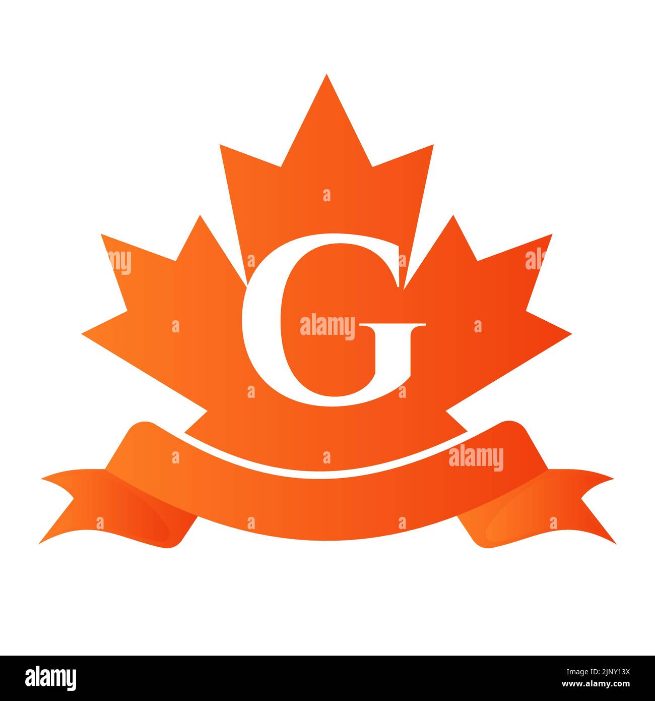 Canadian Red Maple On Letter G Seal and Ribbon. Luxury Heraldic Crest ...