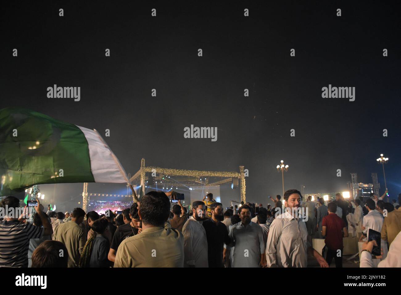 Light and firework shows are held outside Parliament to mark Pakistan ...