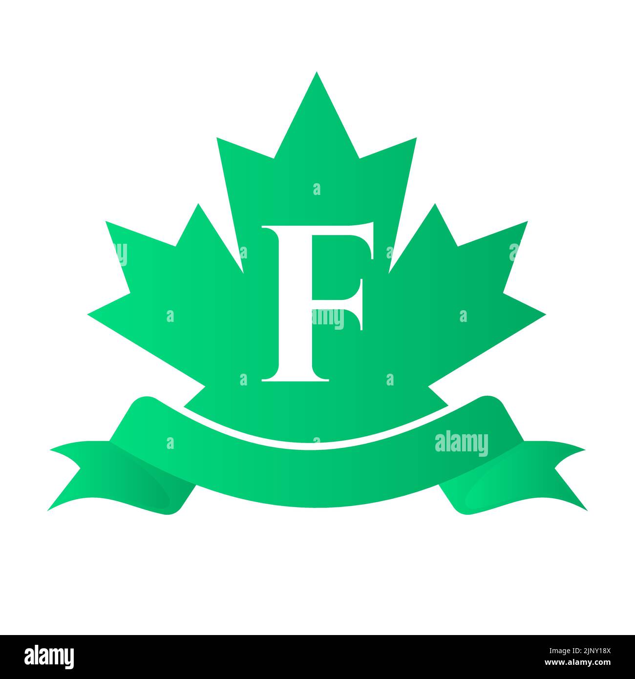 Canadian Red Maple On Letter F Seal and Ribbon. Luxury Heraldic Crest ...