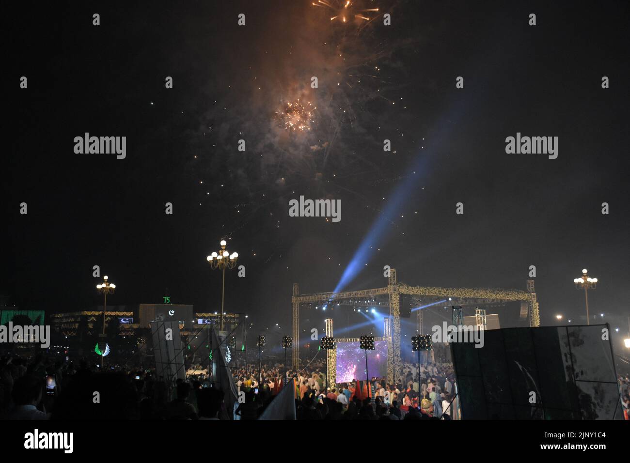 Light and firework shows are held outside Parliament to mark Pakistan ...