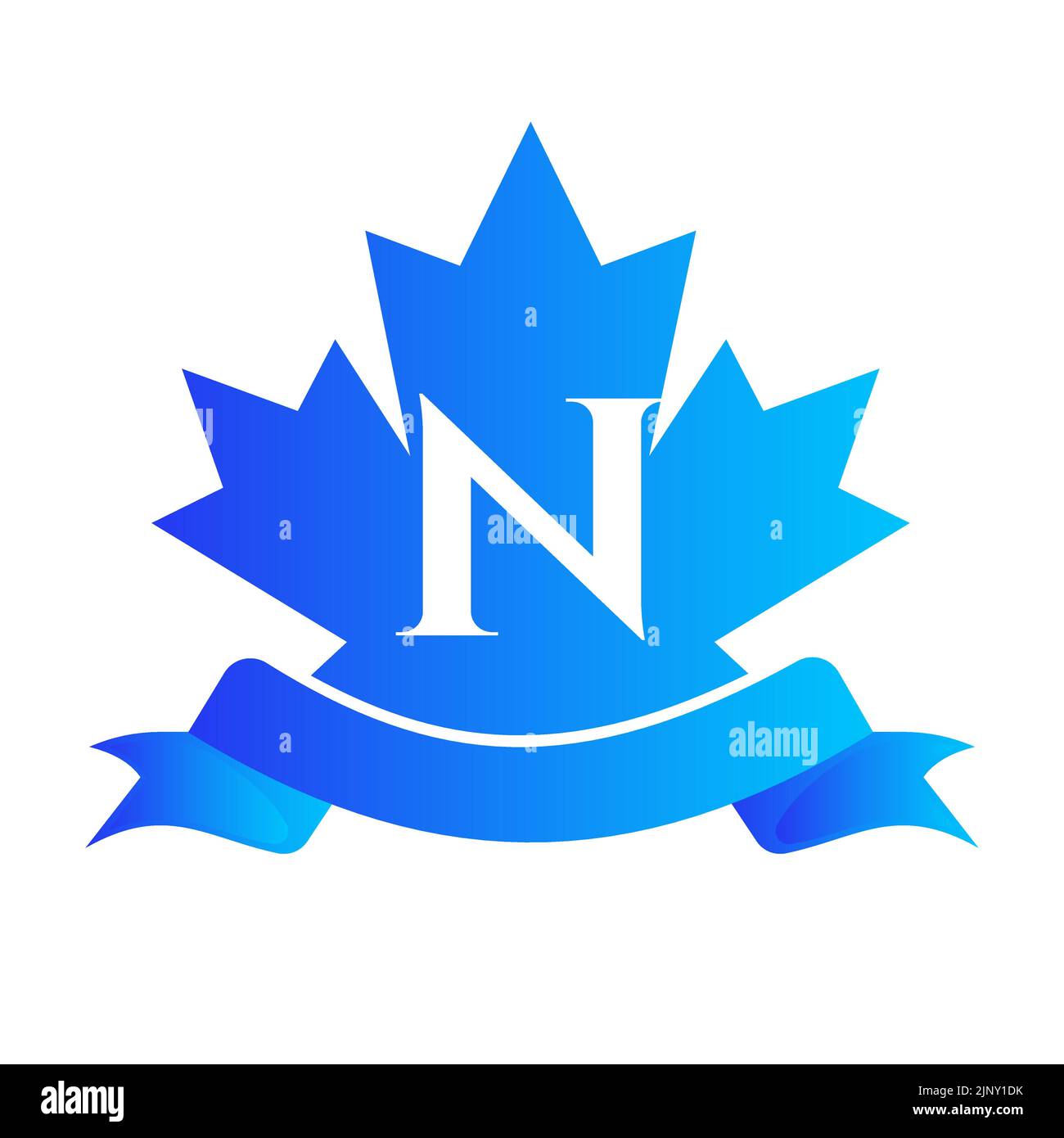 Canadian Red Maple On Letter N Seal and Ribbon. Luxury Heraldic Crest ...