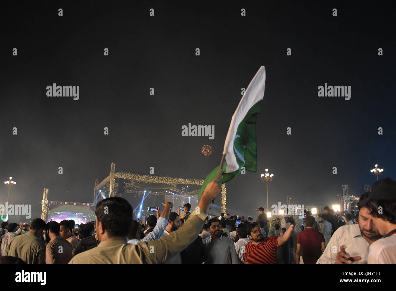 Light and firework shows are held outside Parliament to mark Pakistan ...