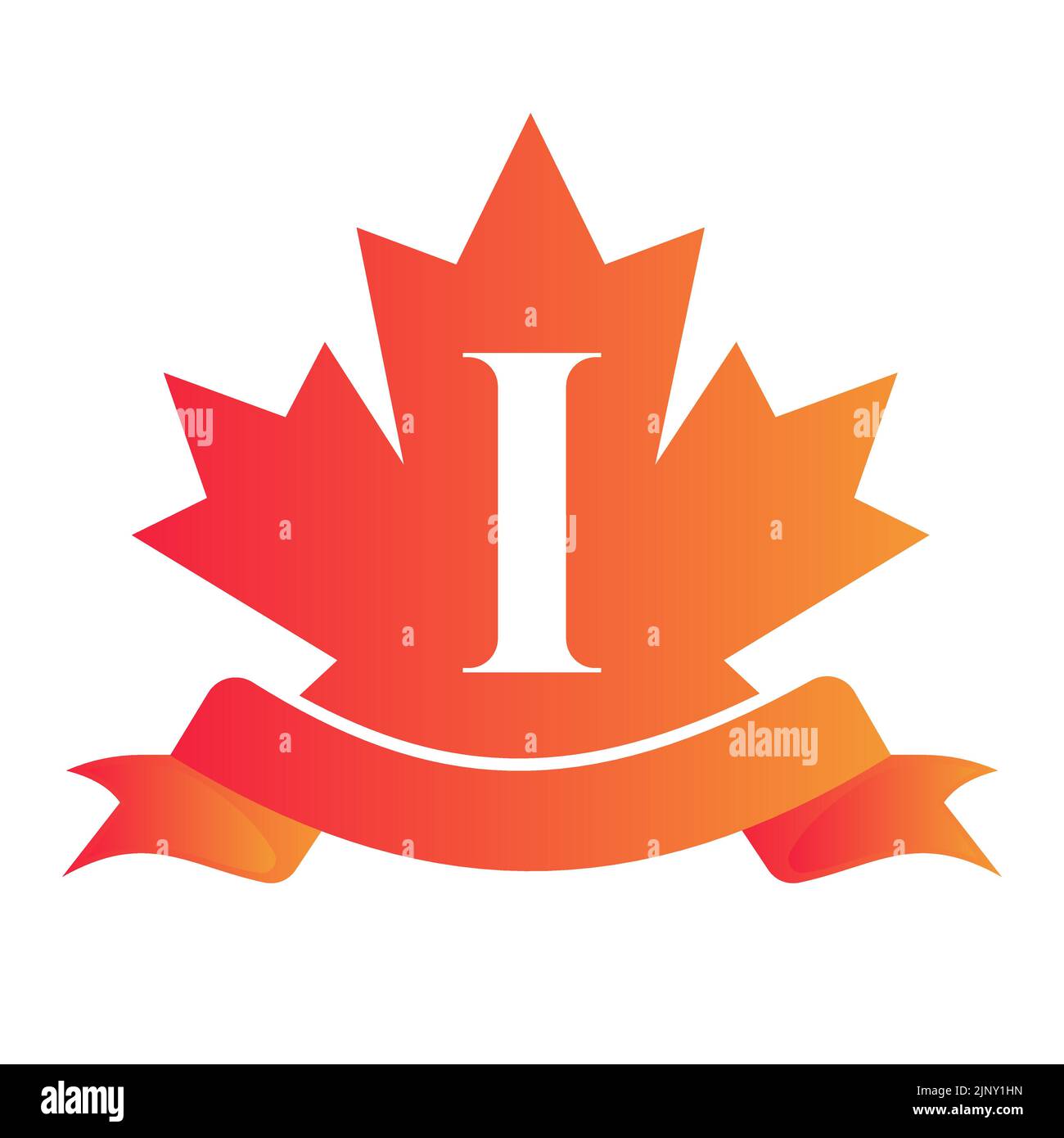Canadian Red Maple On Letter I Seal and Ribbon. Luxury Heraldic Crest ...