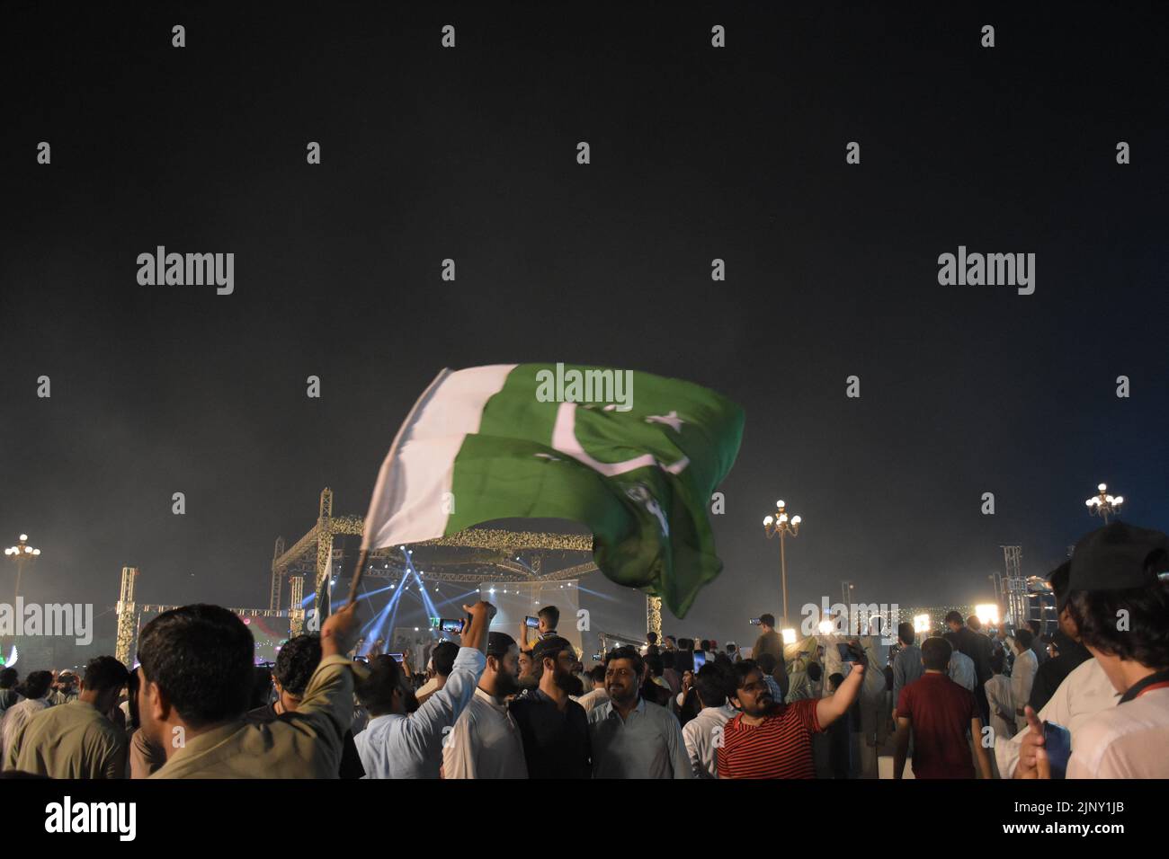 Light and firework shows are held outside Parliament to mark Pakistan ...