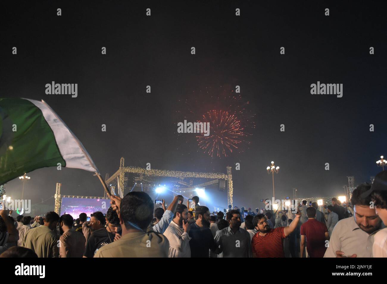 Light and firework shows are held outside Parliament to mark Pakistan ...