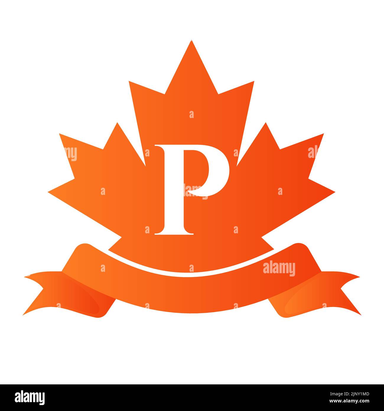 Canadian Red Maple On Letter P Seal and Ribbon. Luxury Heraldic Crest ...