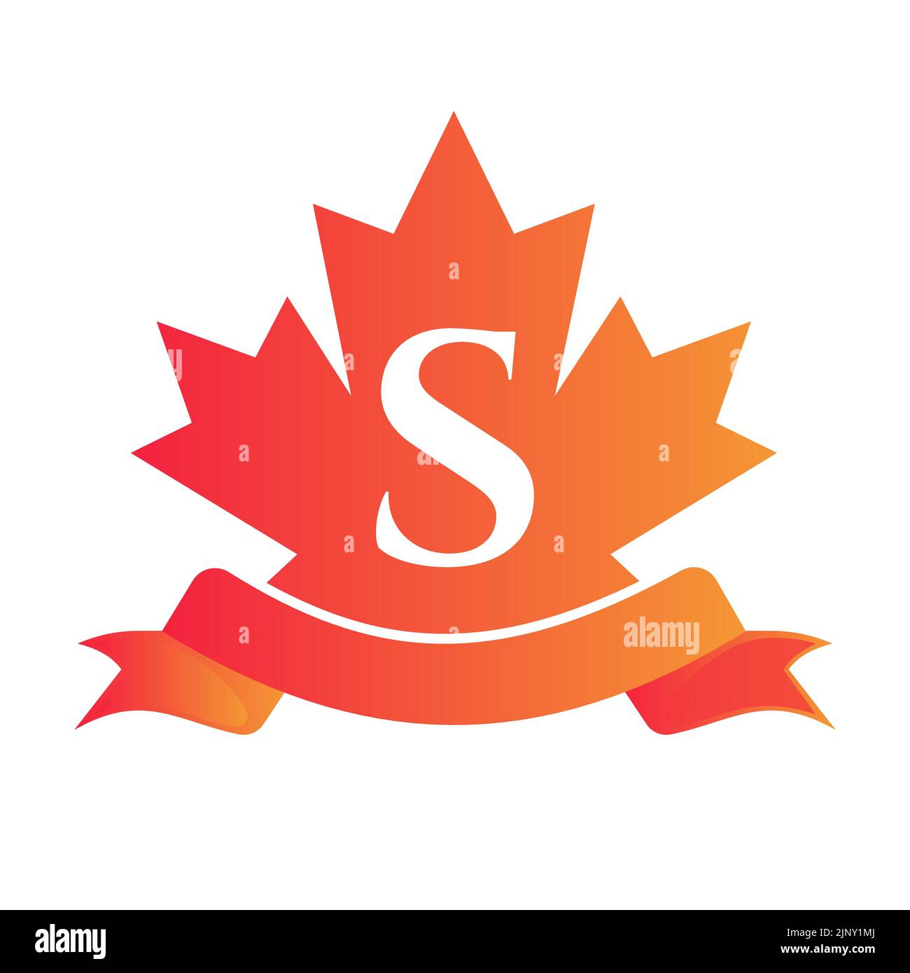 Canadian Red Maple On Letter S Seal and Ribbon. Luxury Heraldic Crest ...