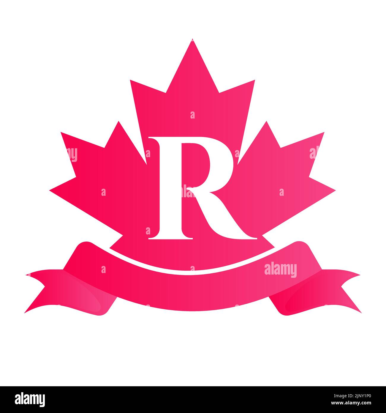 Canadian Red Maple On Letter R Seal and Ribbon. Luxury Heraldic Crest ...