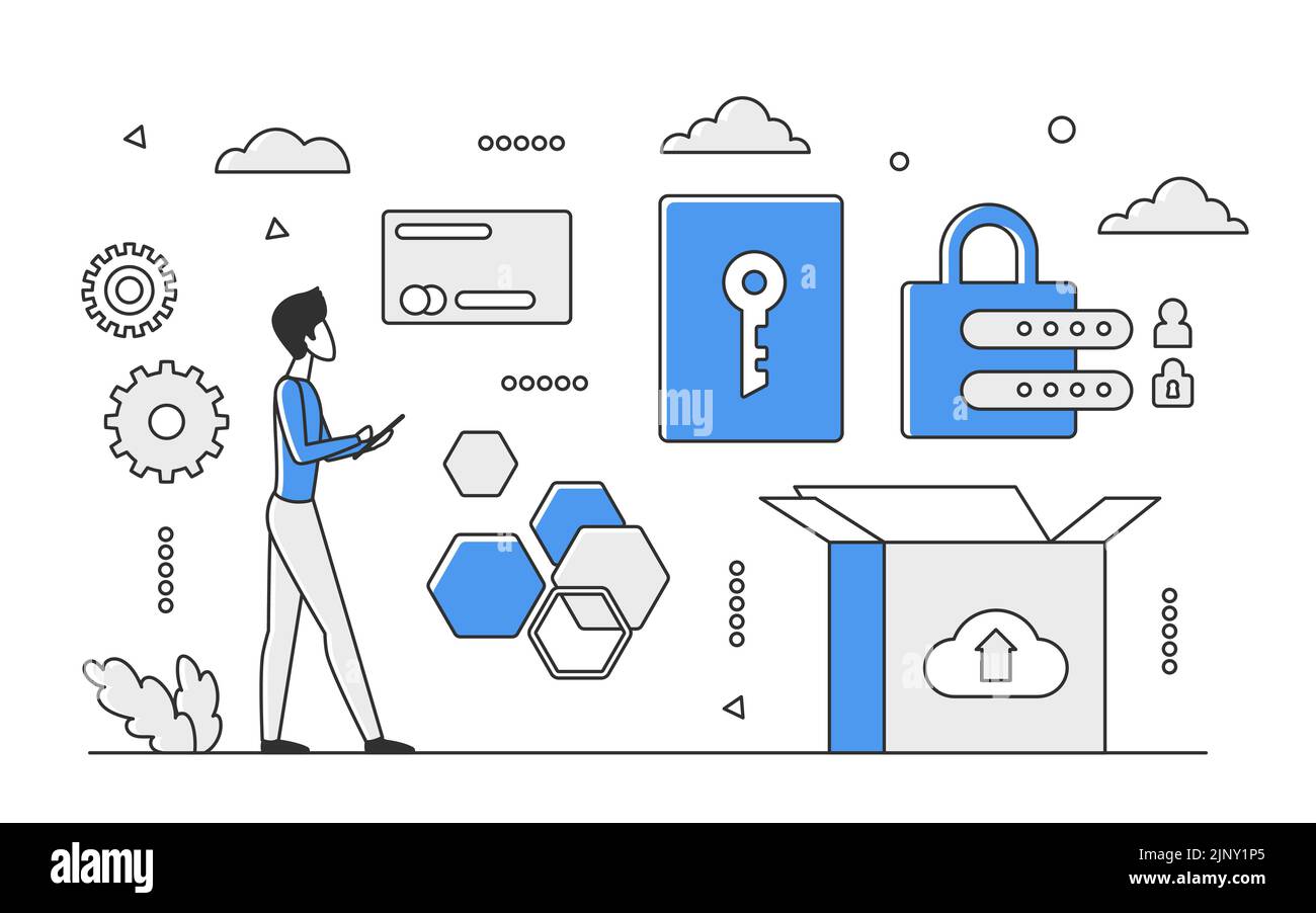 Technology safety security system. Personal data privacy, key and ...