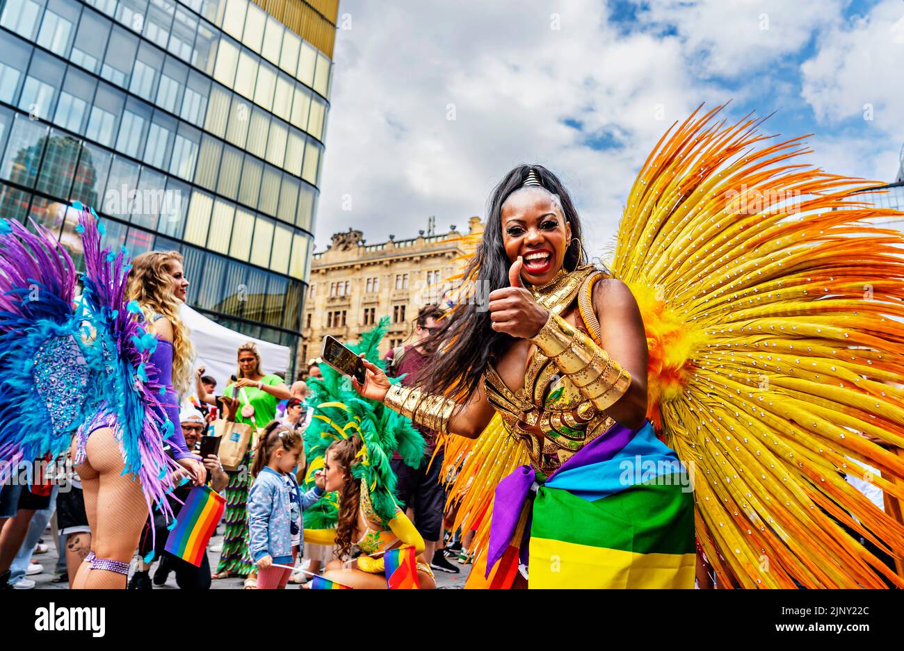 Participants join the rainbow parade during the Prague Pride 2022 ...