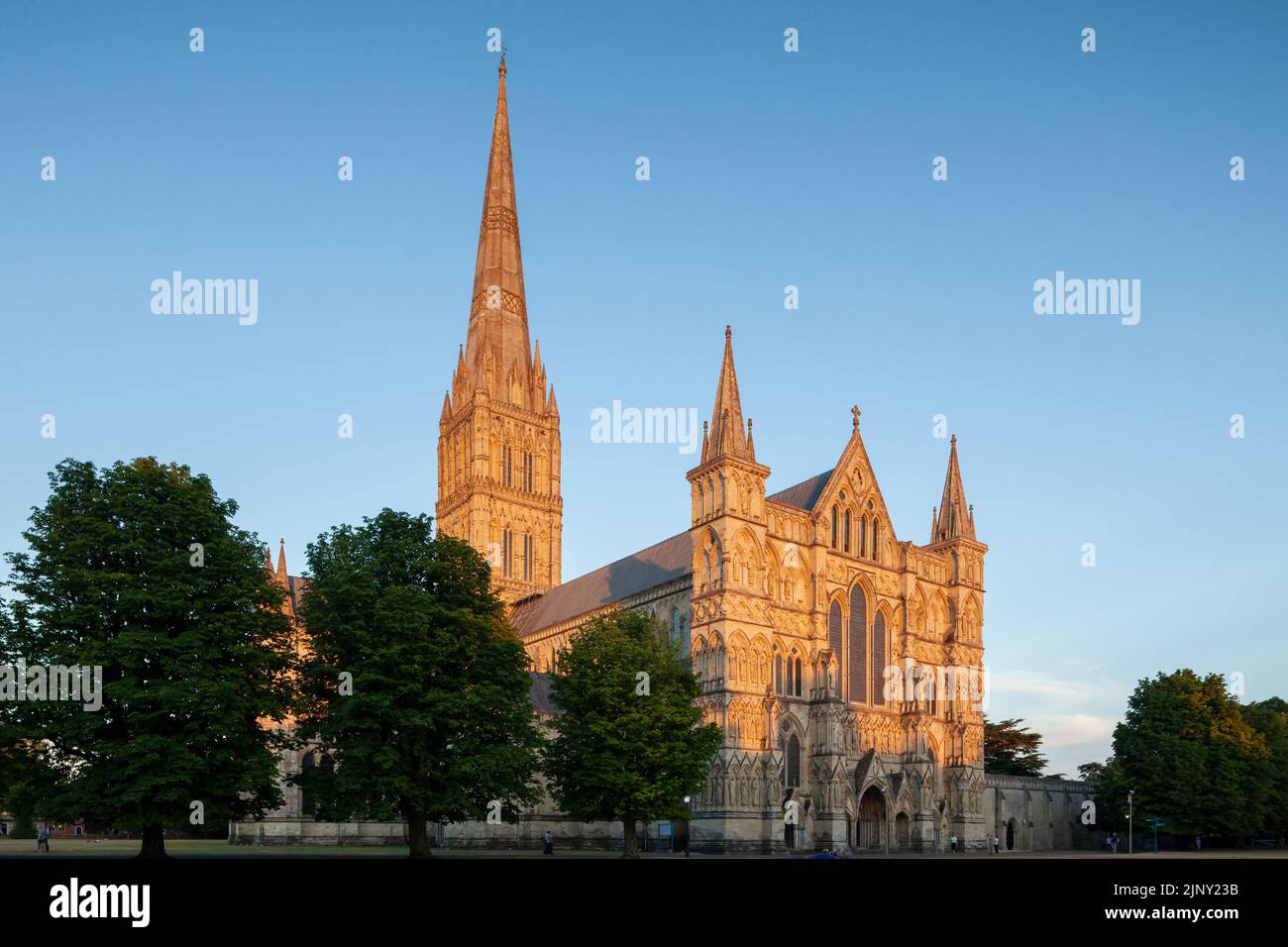 Summer sunset at Salisbury Cathedral, Salisbury, Wiltshire, England ...