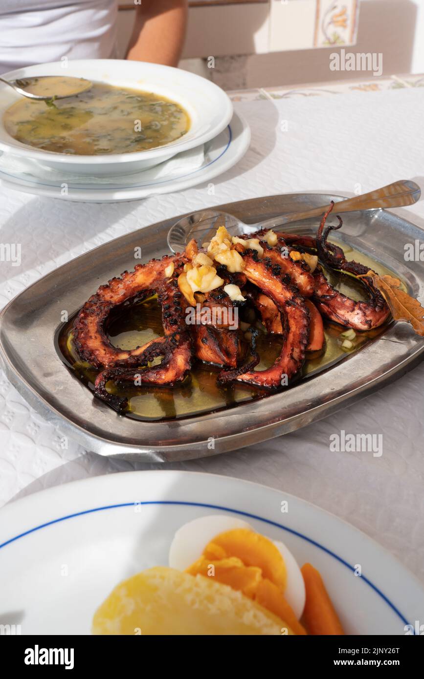 The famous portuguese dish "octopus with olive oil" also as know in ...