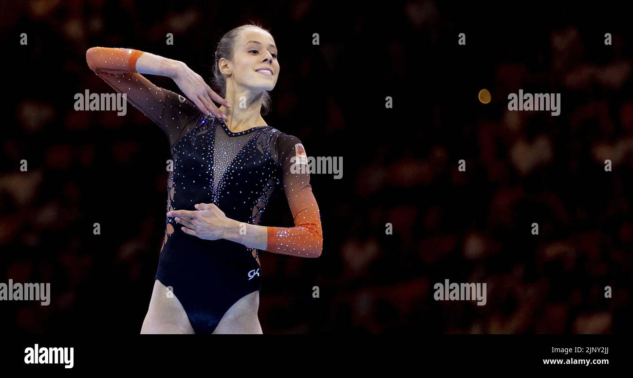 MUNICH - Naomi Visser in action during the apparatus final gymnastics ...