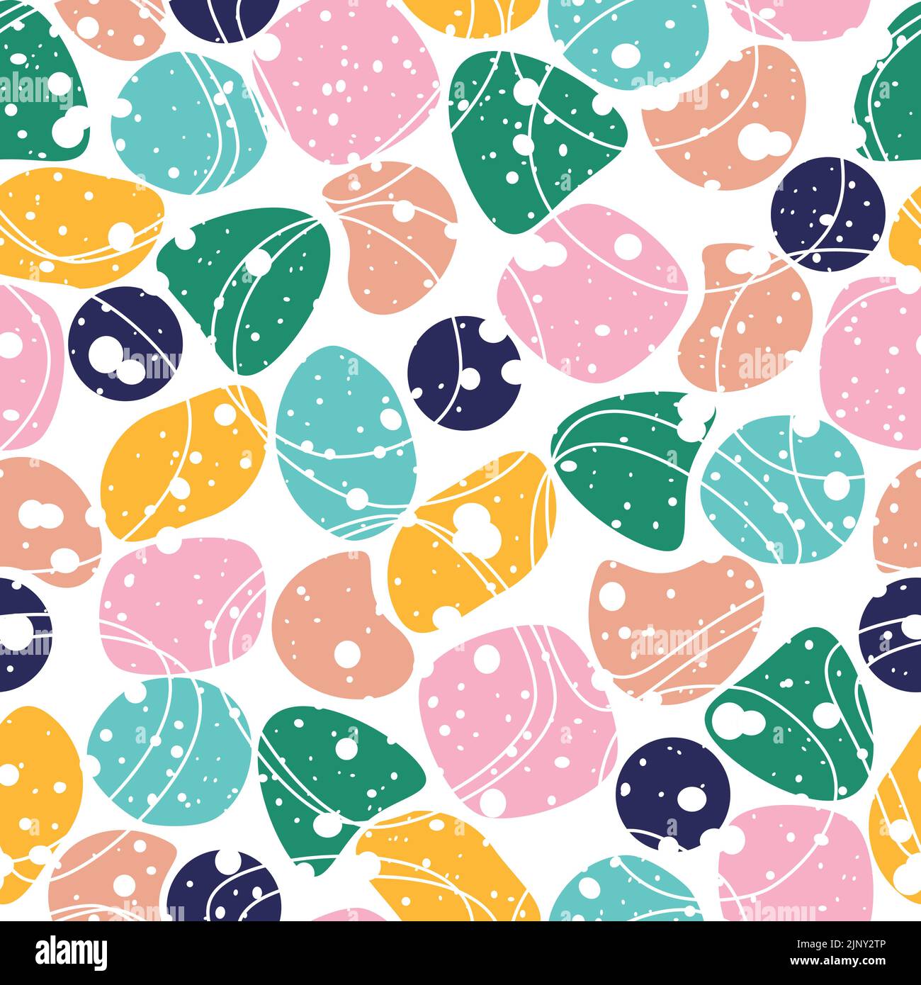 Colorful abstract seamless pattern. Hand drawn various shapes and ...